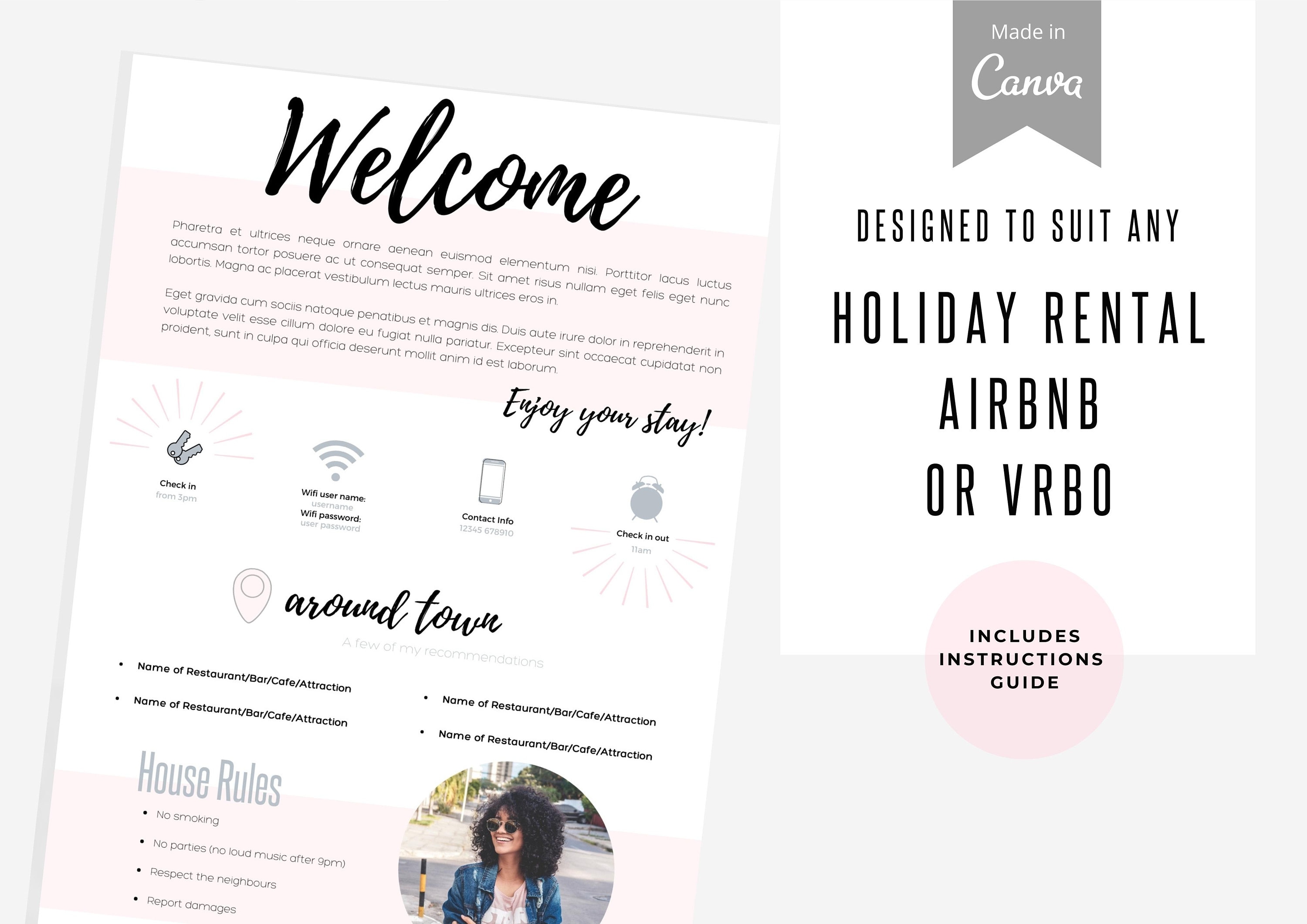 Welcome Letter Canva Template Airbnb Host Guide Airbnb | Etsy