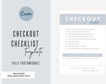 Checkout Checklists Canva Template Airbnb Host VRBO | Etsy