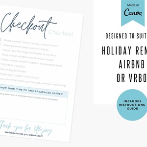 Checkout Checklists | Canva Template | Airbnb | Host | VRBO ...