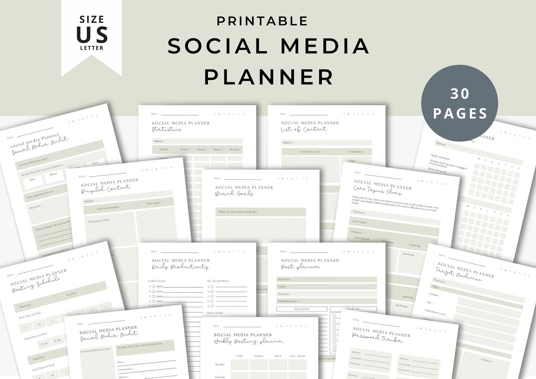 Social Media Planner US Letter, Printable, Content Planner, Instagram ...