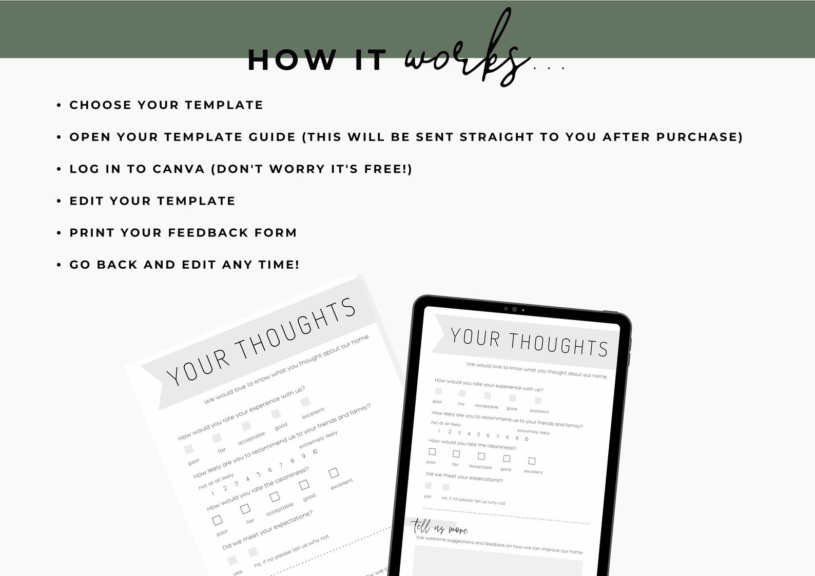 Feedback Form Guest Canva Template Airbnb Host VRBO | Etsy