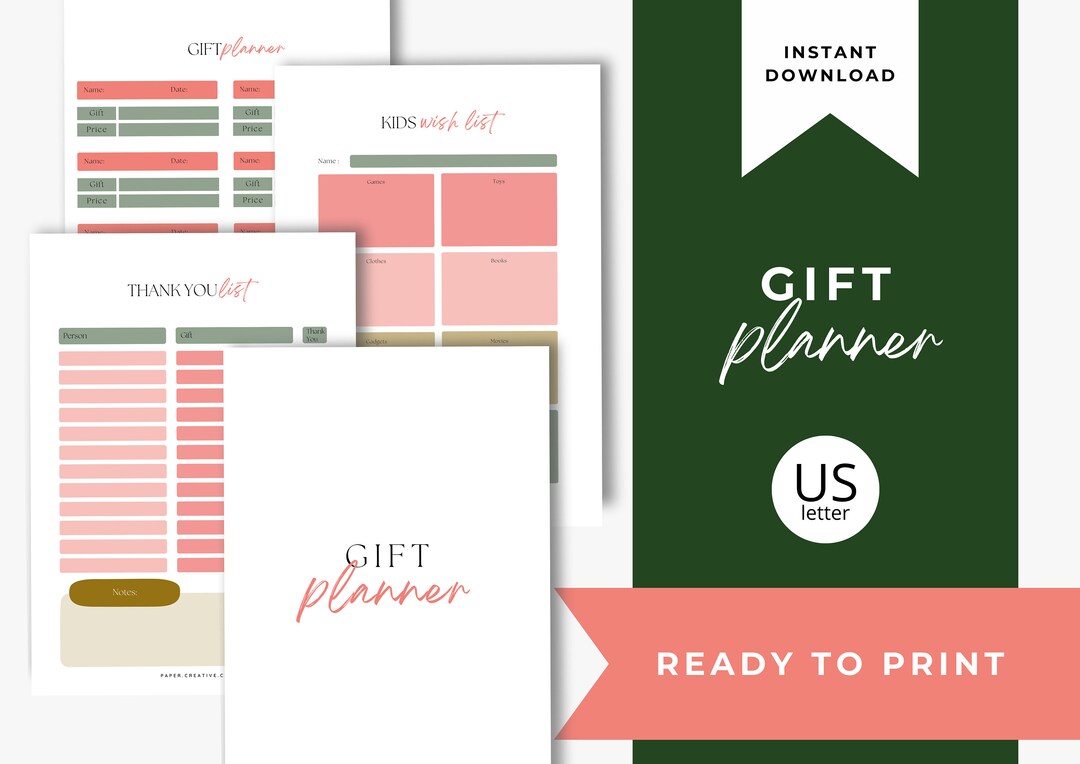 Gift Planner Printable Gift Budgeting Gift Tracker Gift - Etsy
