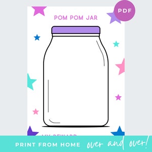 Kids Reward Pom Pom Jar Printable , Cute Reward Printable , Kids Reward ...