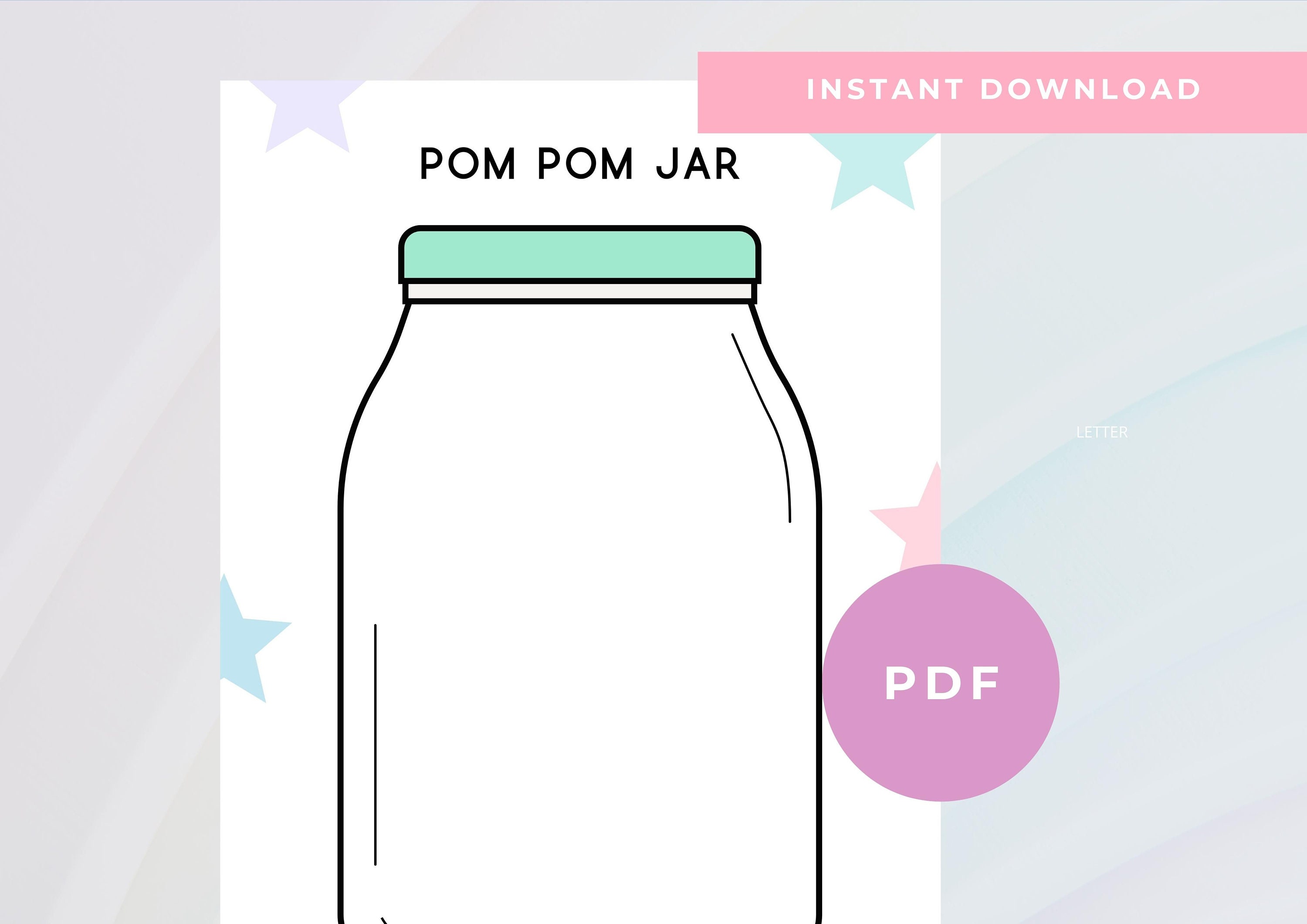 Kids Reward Pom Pom Jar Printable Cute Reward Printable | Etsy UK