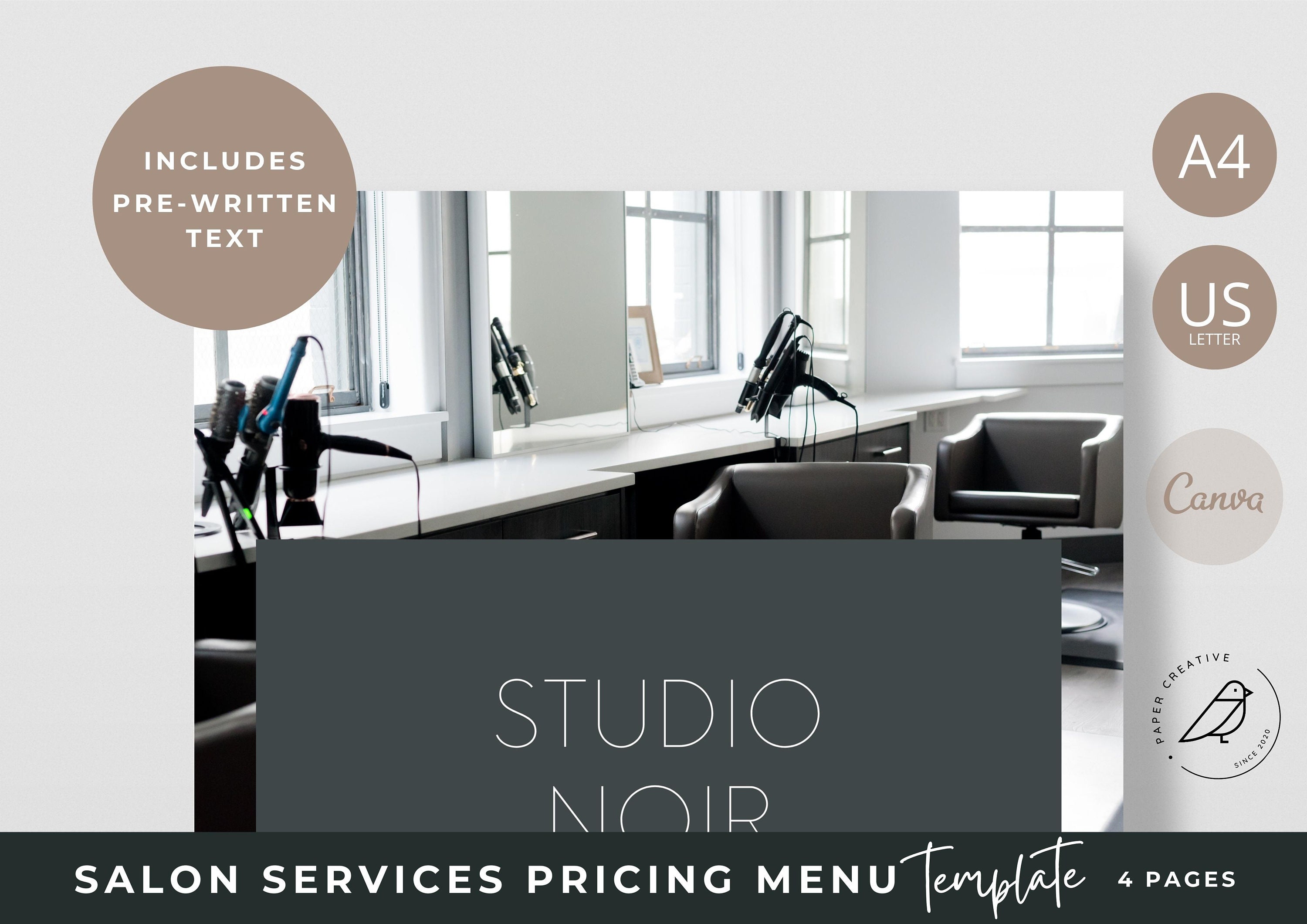 Salon Services Pricing Menu Pricing Guide Hair Salon | Etsy