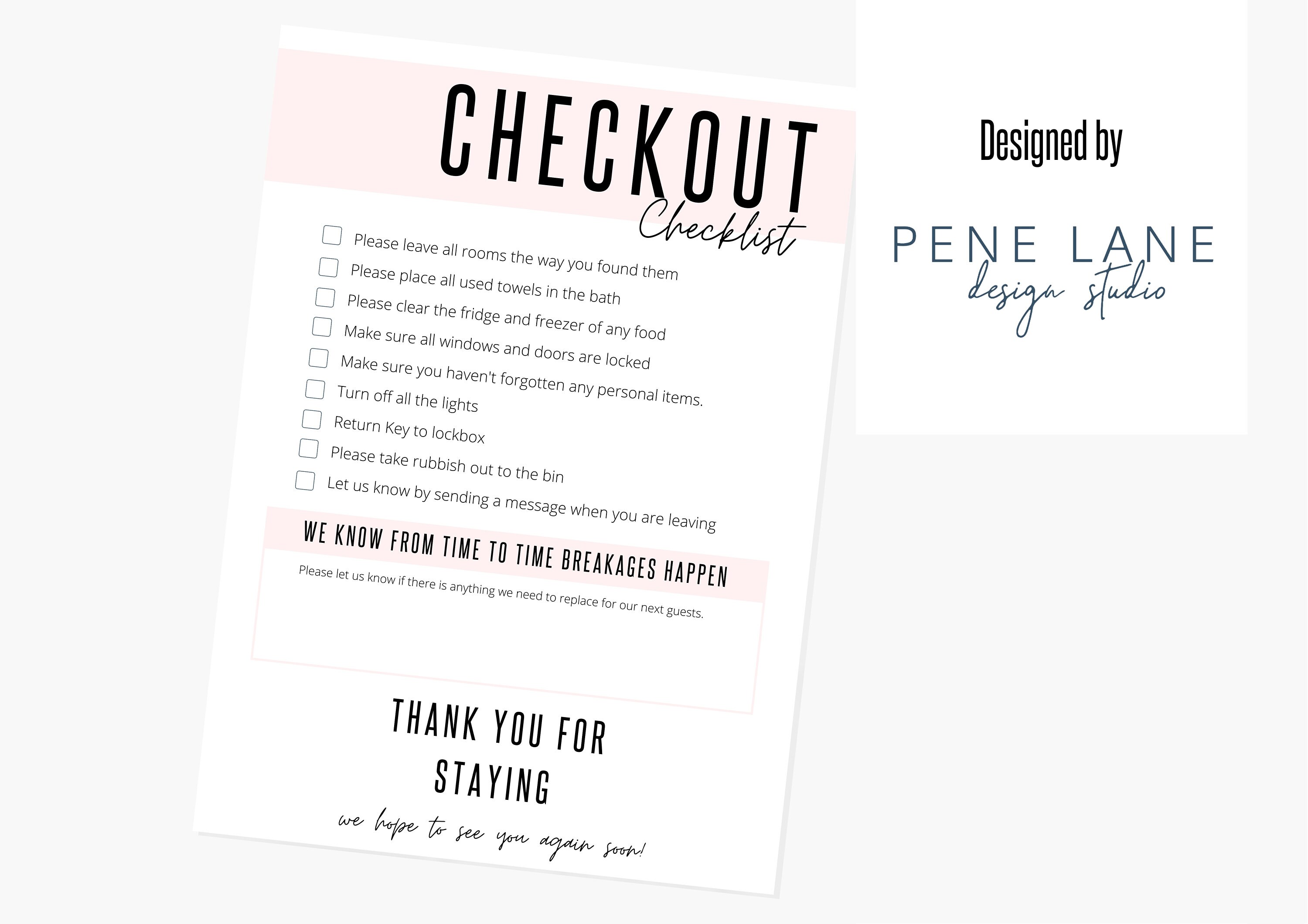 Checkout Checklists Canva Template Airbnb Host VRBO | Etsy UK