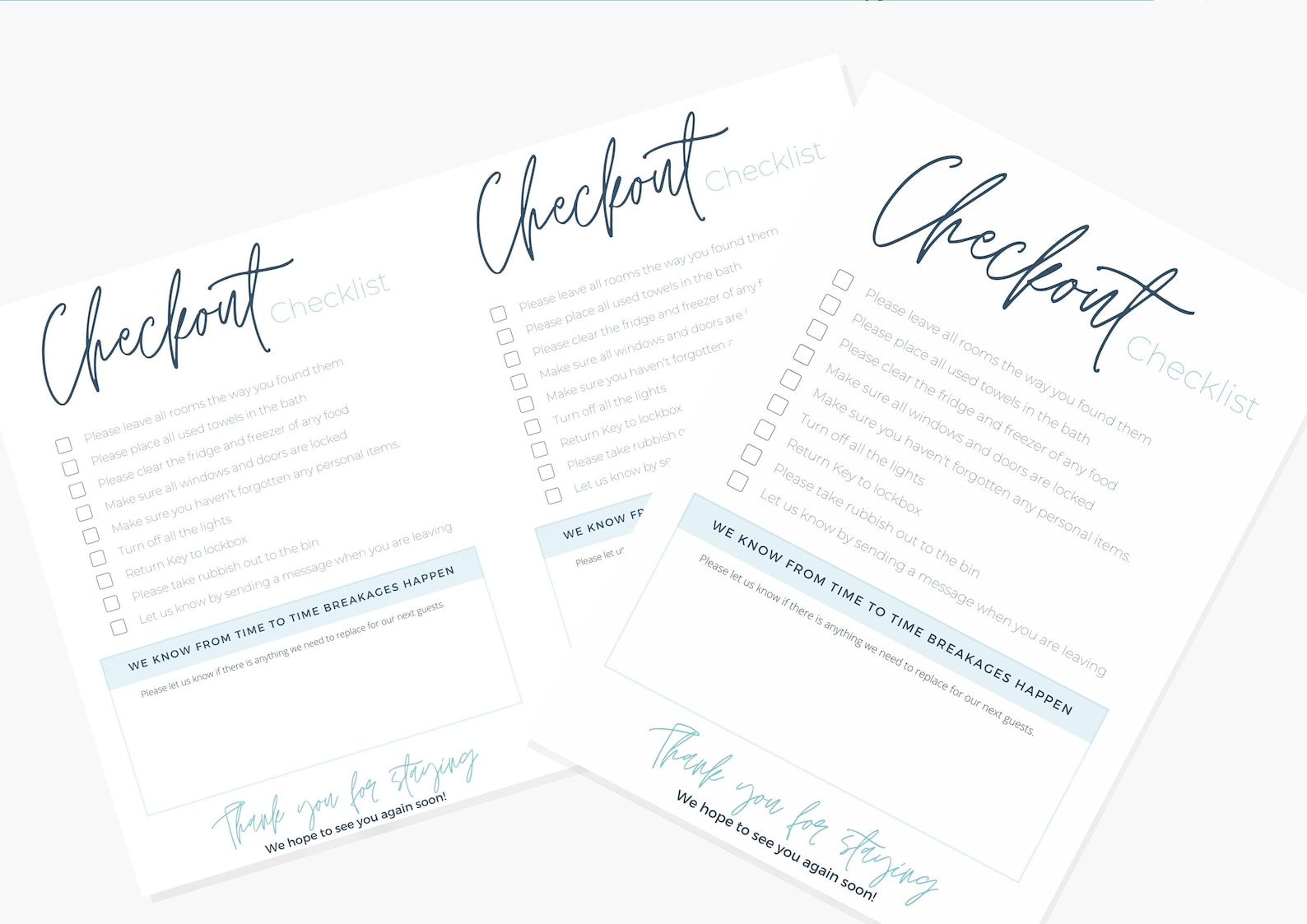 Checkout Checklists Canva Template Airbnb Host VRBO | Etsy