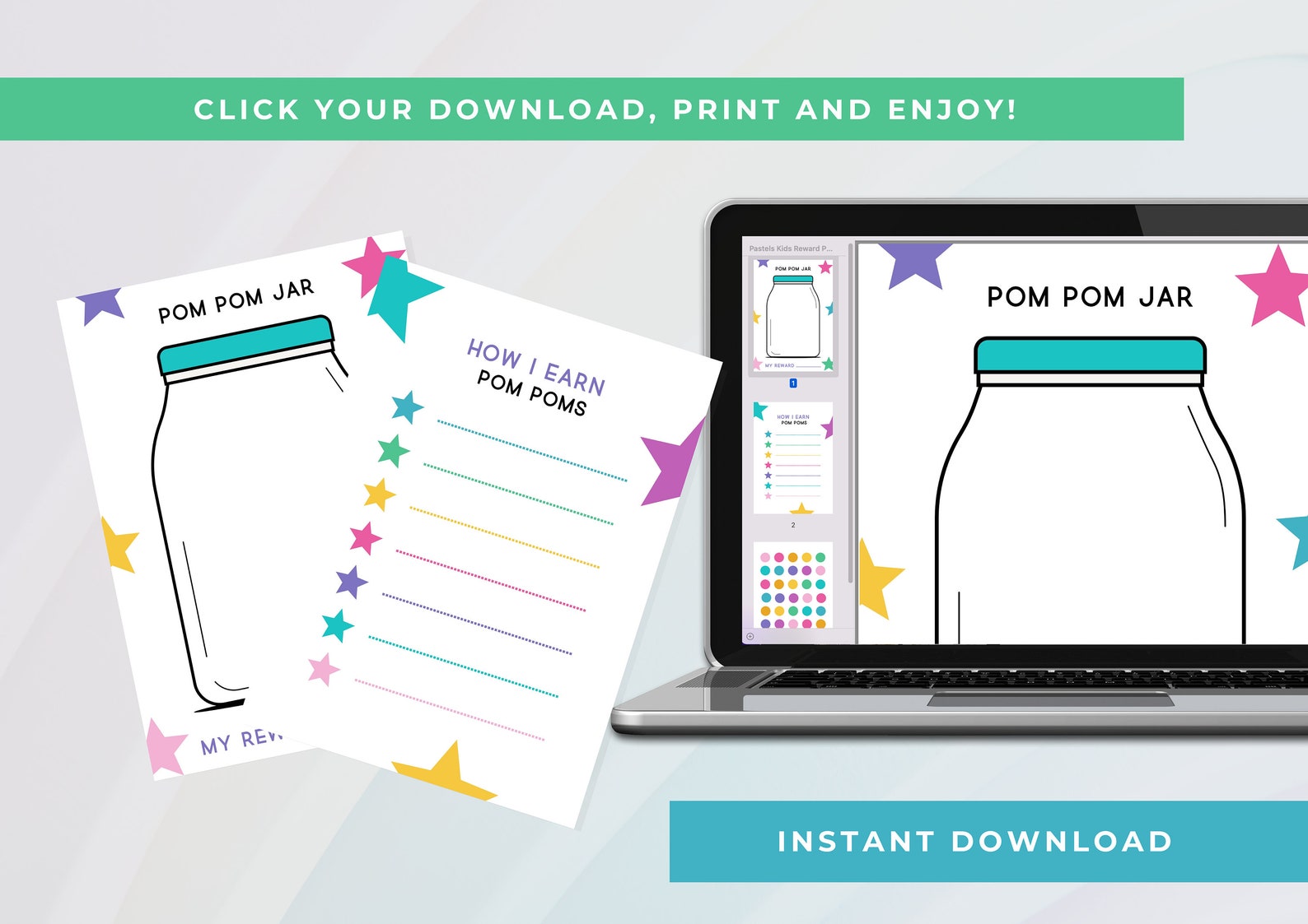 Kids Reward Pom Pom Jar Printable Cute Reward Printable - Etsy UK