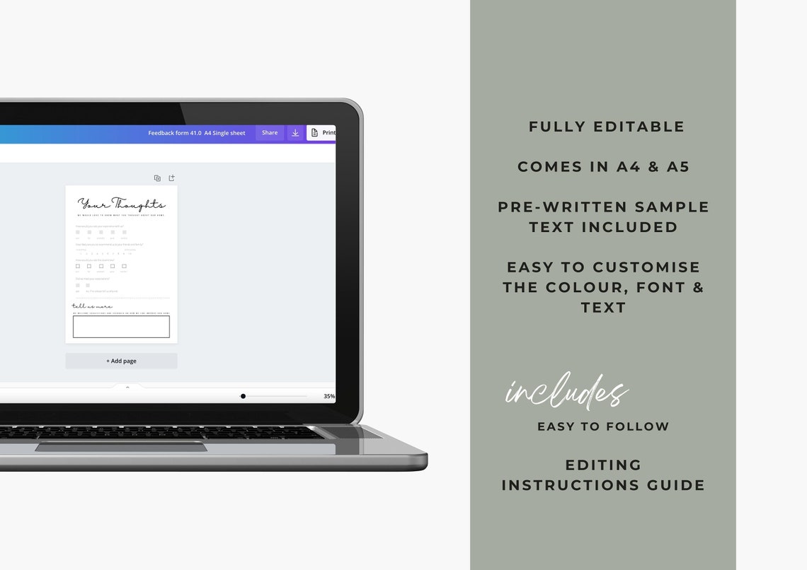 Feedback Form Guest Canva Template Airbnb Host VRBO - Etsy