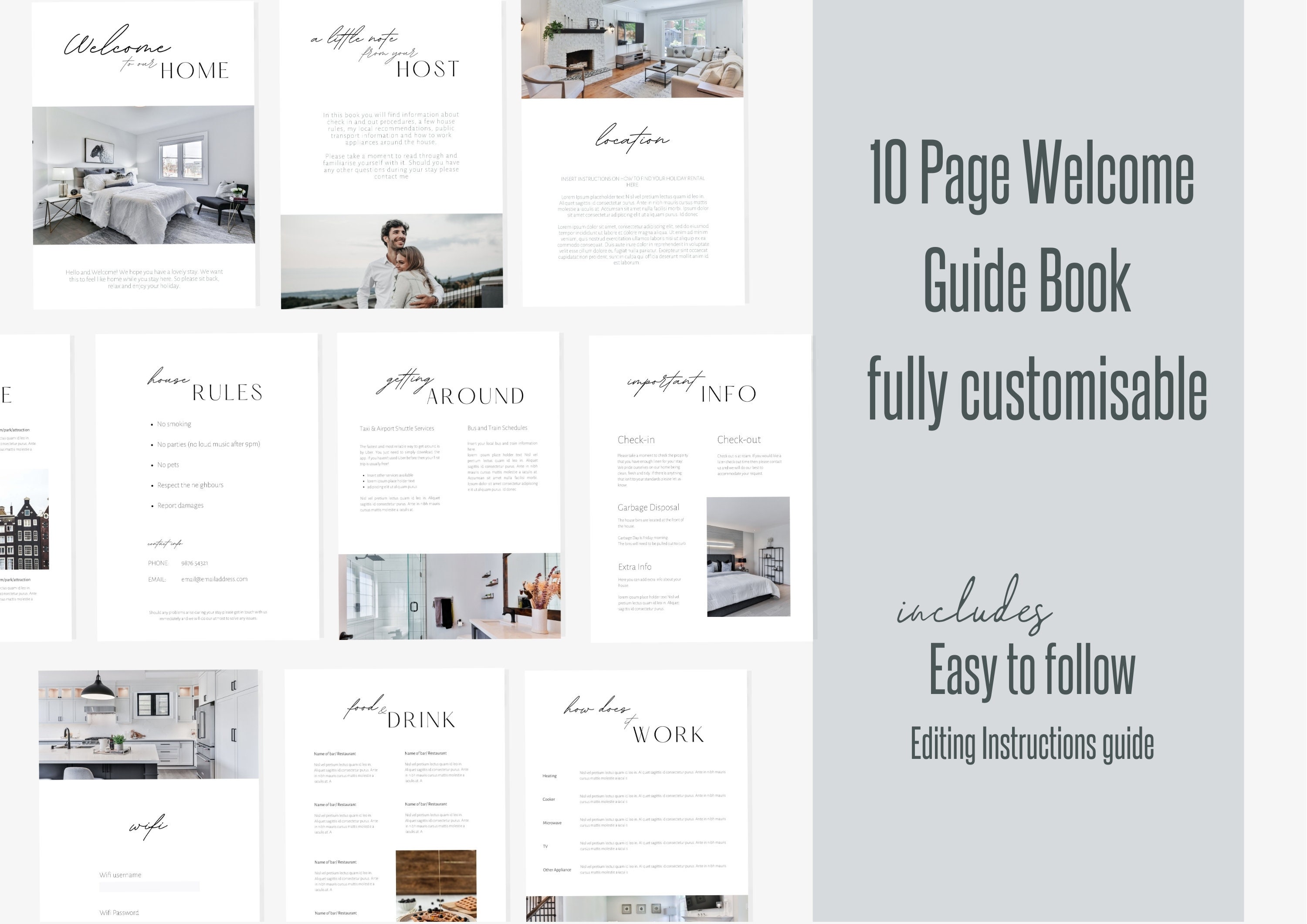 Welcome Book Template Airbnb Welcome Guide Editable Canva - Etsy UK