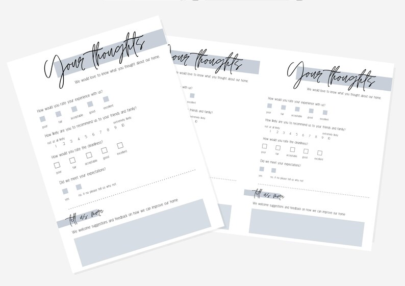 Feedback Form Guest Canva Template Airbnb Host VRBO - Etsy