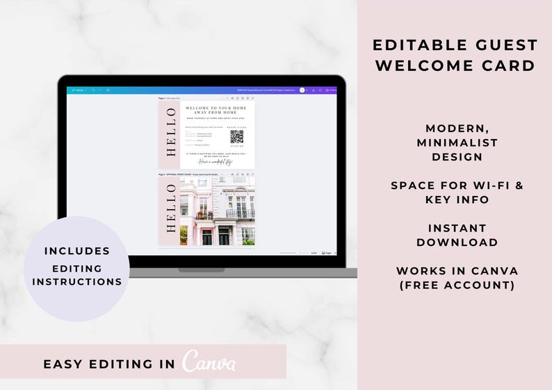 Editable Guest Welcome Card Template for Airbnb & Holiday Rentals ...