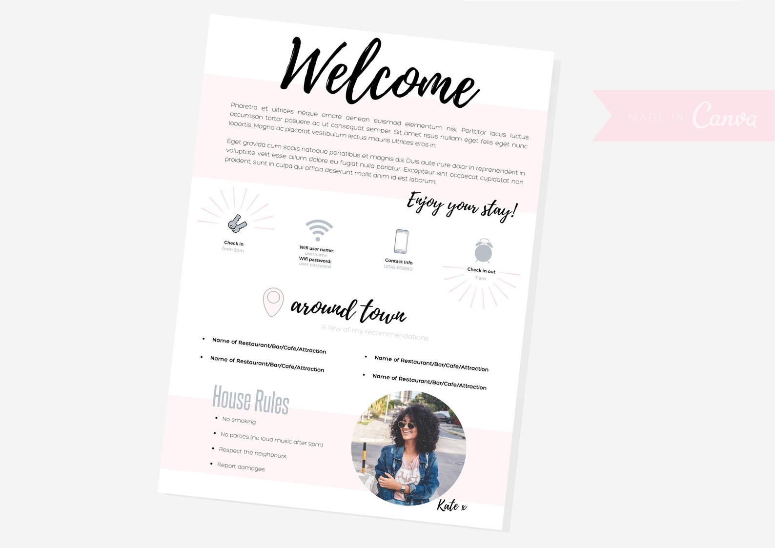 Welcome Letter Canva Template Airbnb Host Guide Airbnb | Etsy