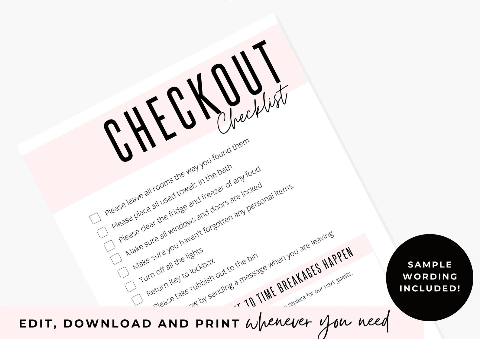 Checkout Checklists Canva Template Airbnb Host VRBO - Etsy UK