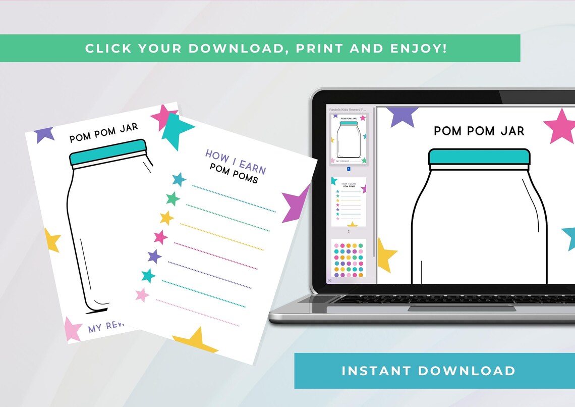 Kids Reward Pom Pom Jar Printable Cute Reward Printable - Etsy UK