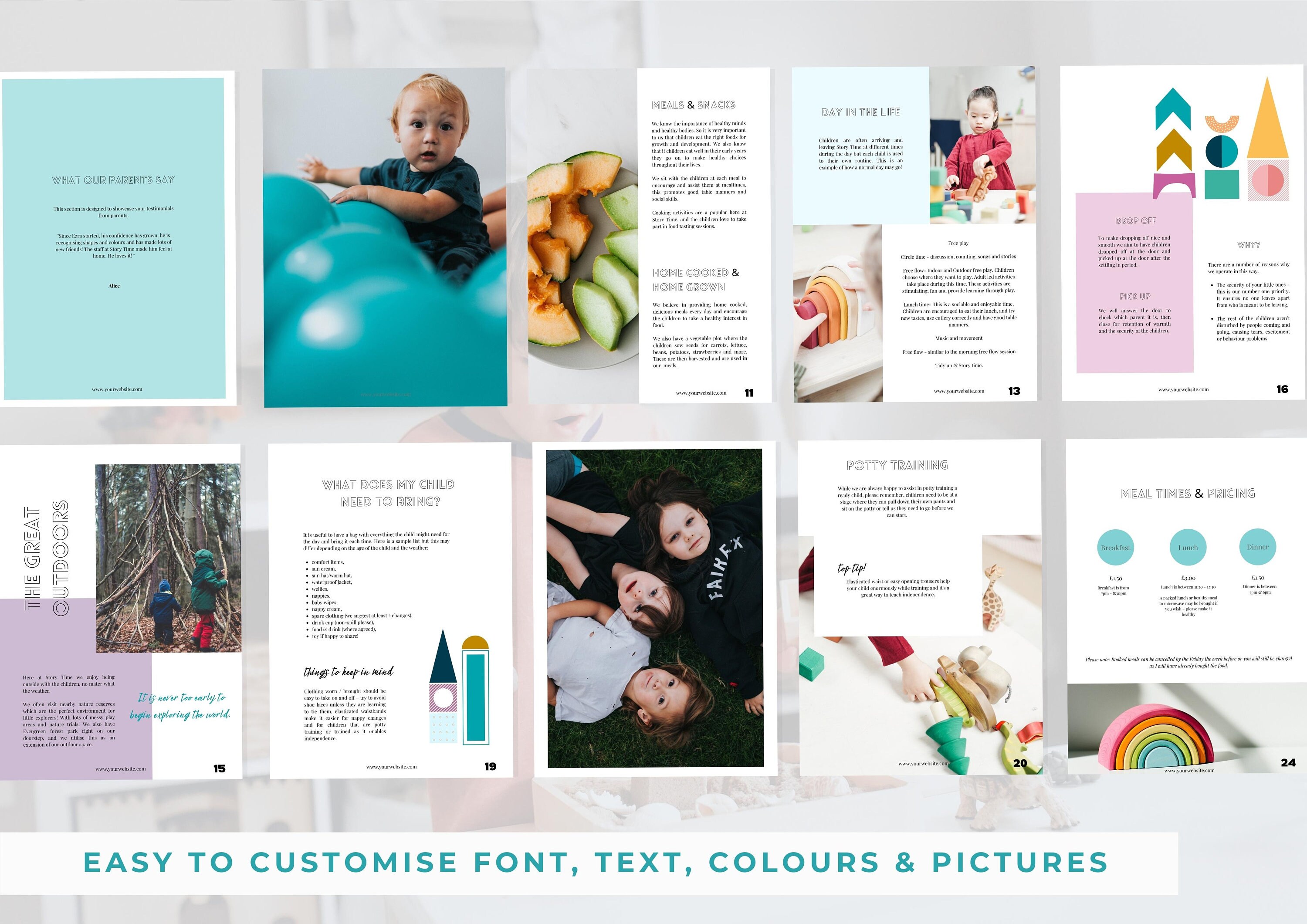 Nursery Prospectus Template | Daycare / Childminder Welcome Brochure ...