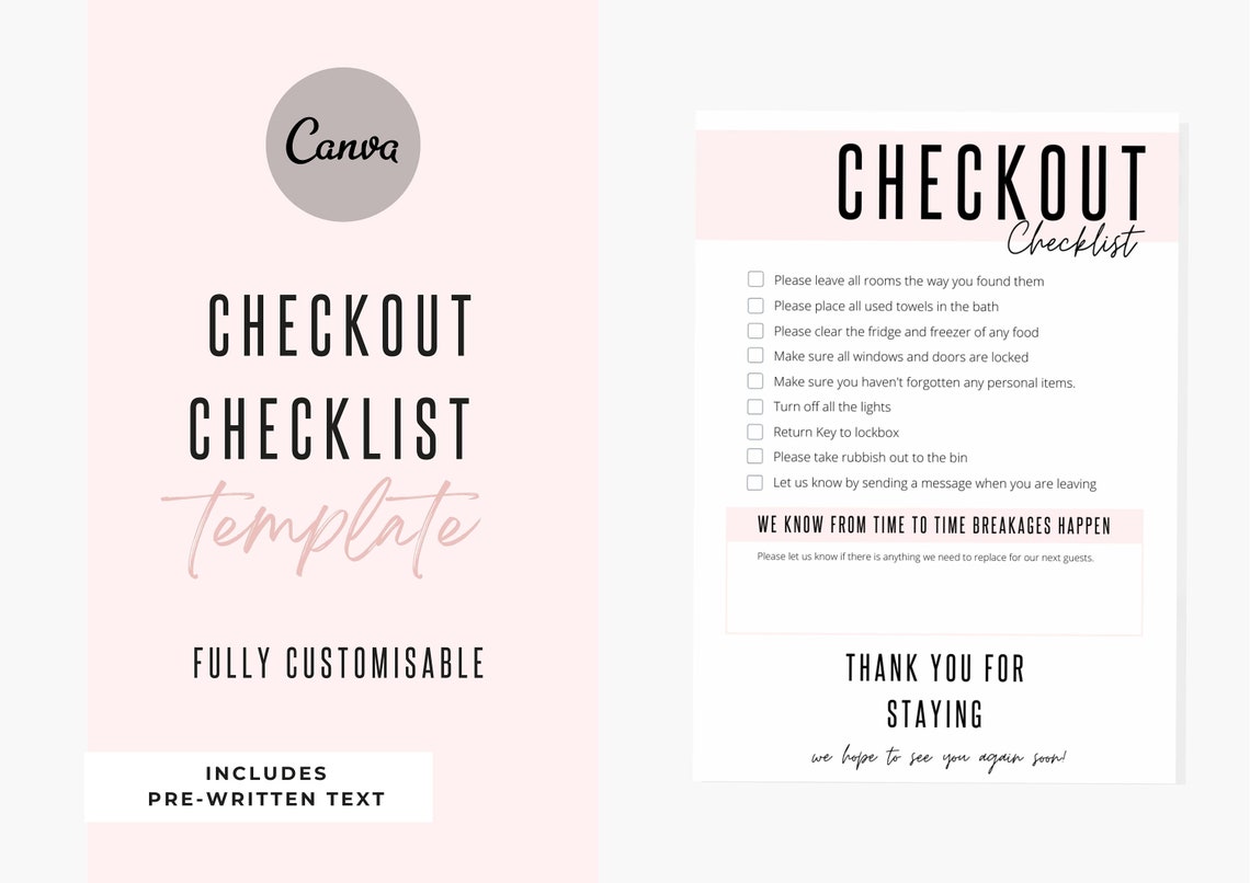 Checkout Checklists Canva Template Airbnb Host VRBO - Etsy UK