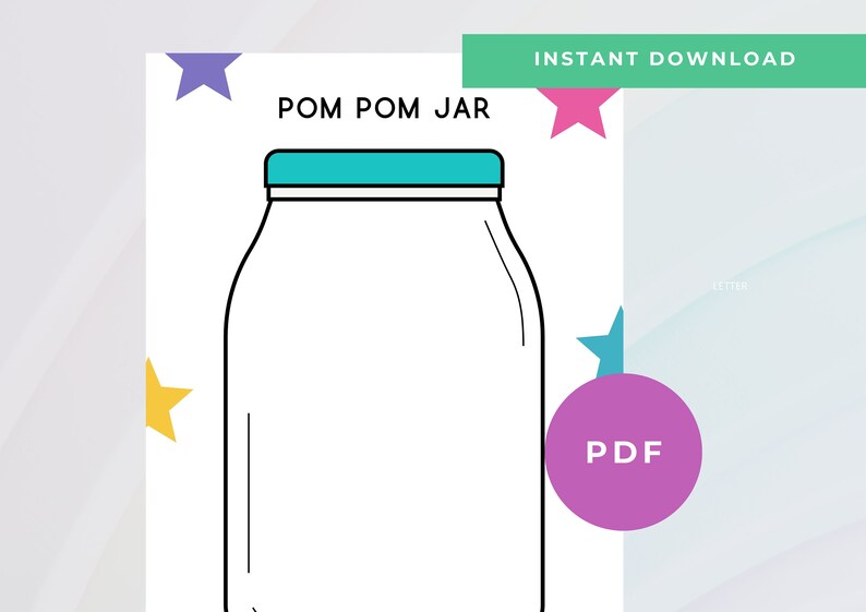Kids Reward Pom Pom Jar Printable Cute Reward Printable - Etsy