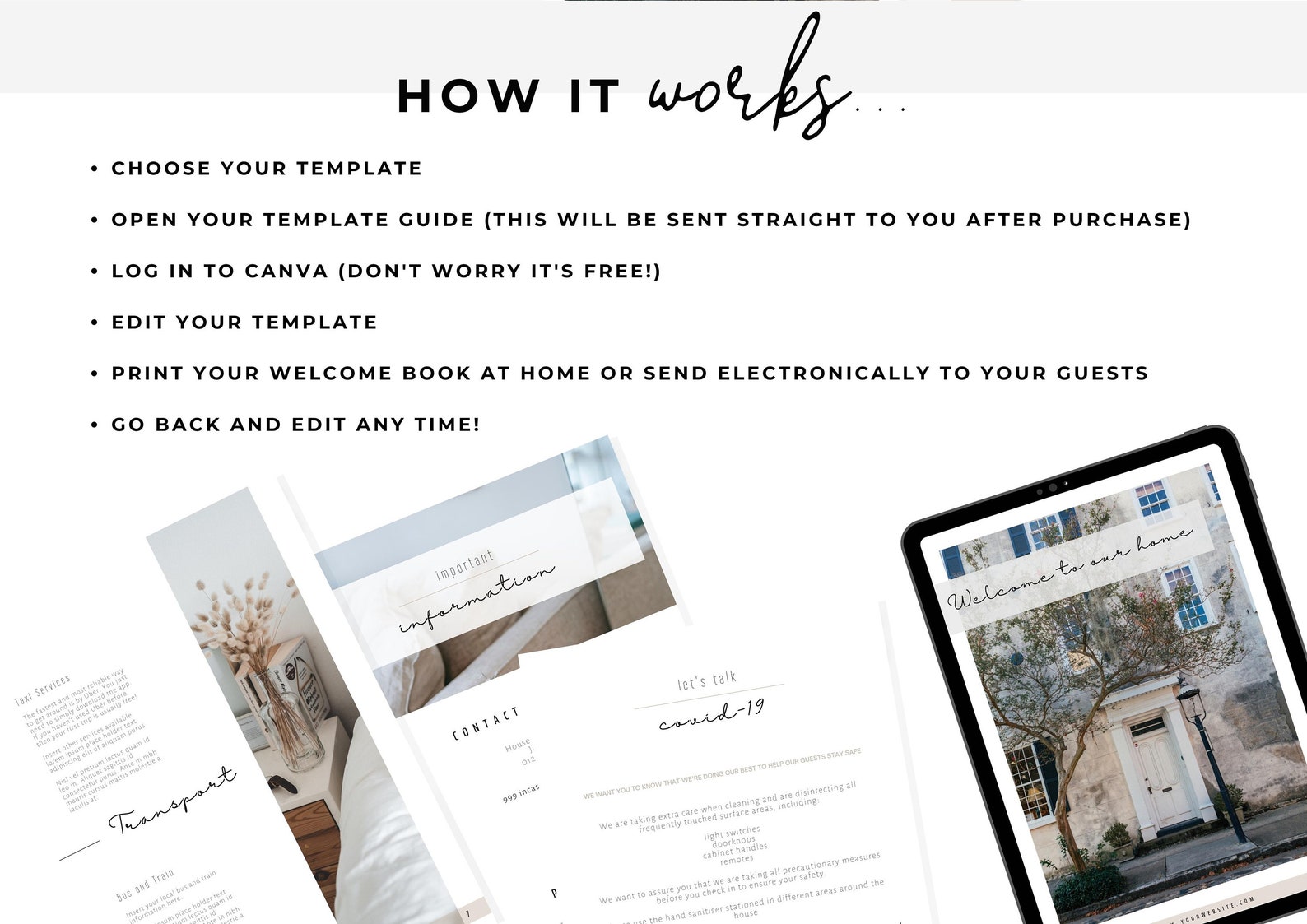 Editable Airbnb Welcome Book Template: Pre-written Text (digital ...