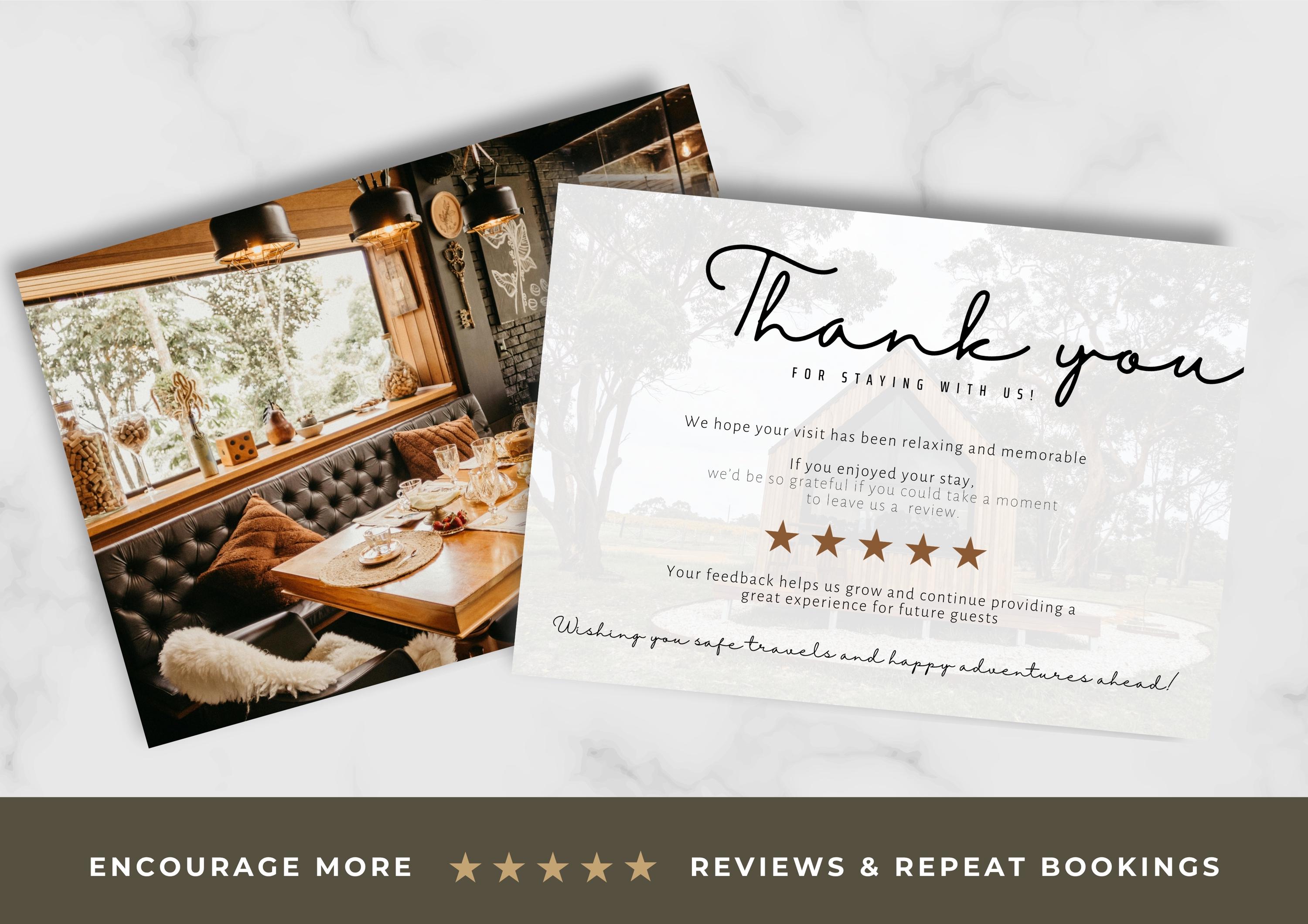 Printable & Editable Thank You + Review Request Card for Airbnb Hosts ...