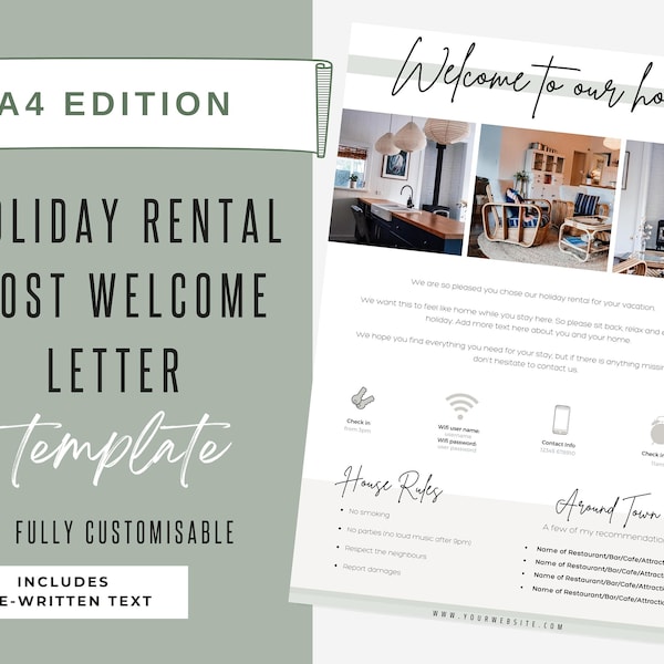 Welcome Letter Vacation Rental Template - Etsy