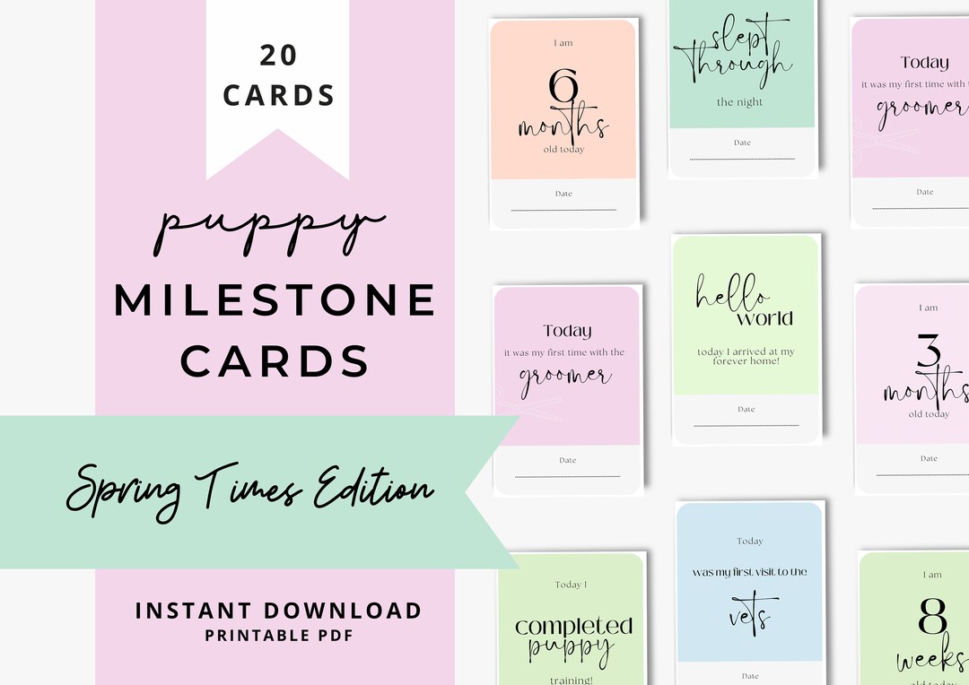 Puppy Milestone Cards | Printable | Print at Home | Mark Your Precious ...