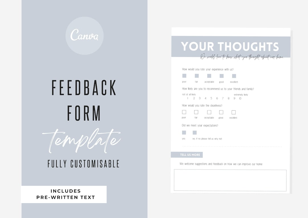 Feedback Form Guest | Canva Template | Airbnb | Host | VRBO | Feedback ...
