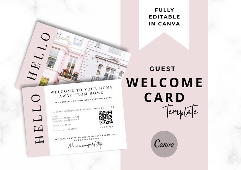 Editable Guest Welcome Card Template for Airbnb & Holiday Rentals ...