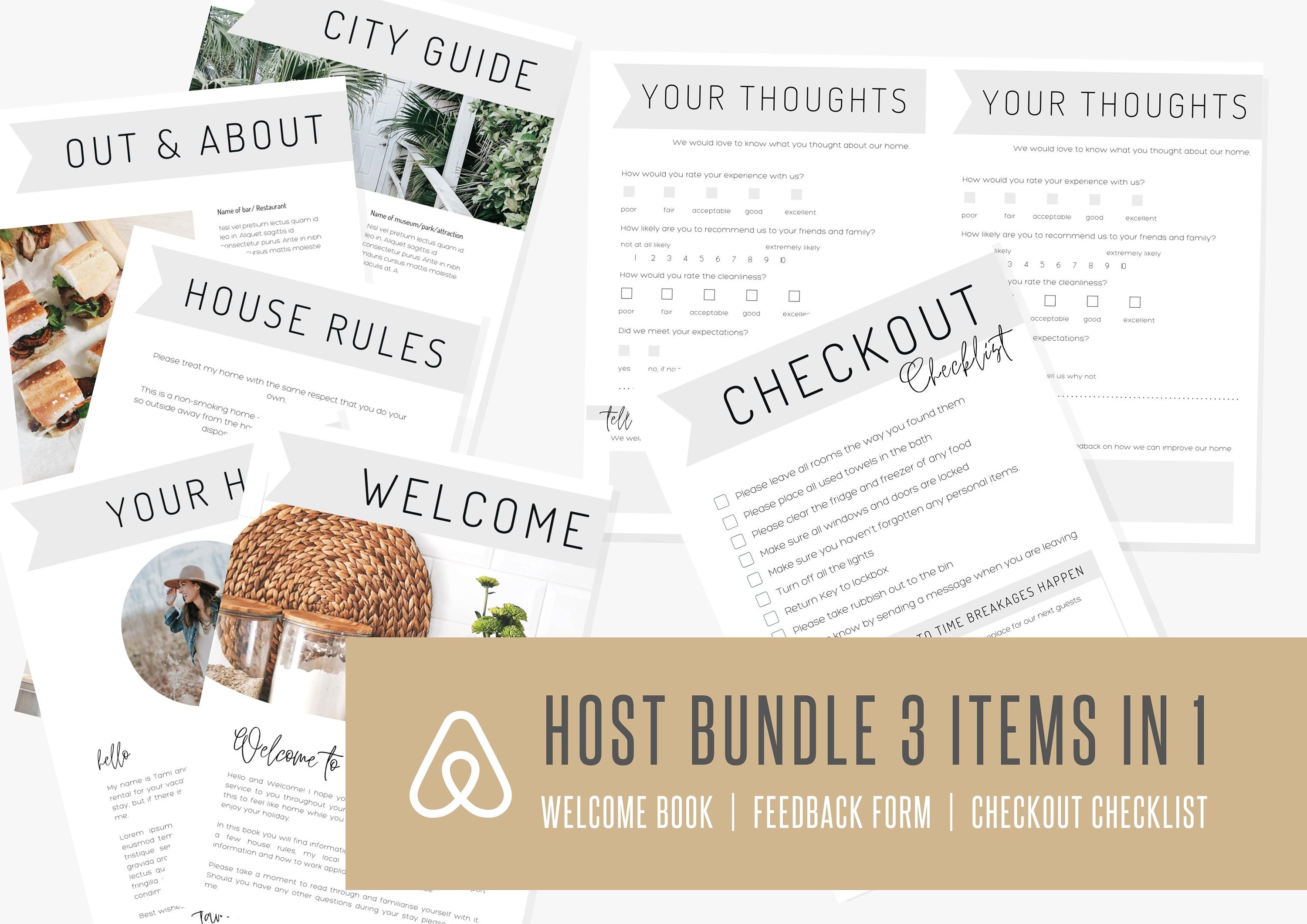 Host Bundle Welcome Book Checklist Feedback Form - Etsy UK