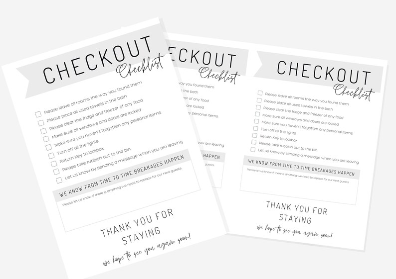 Checkout Checklists Canva Template Airbnb Host VRBO - Etsy