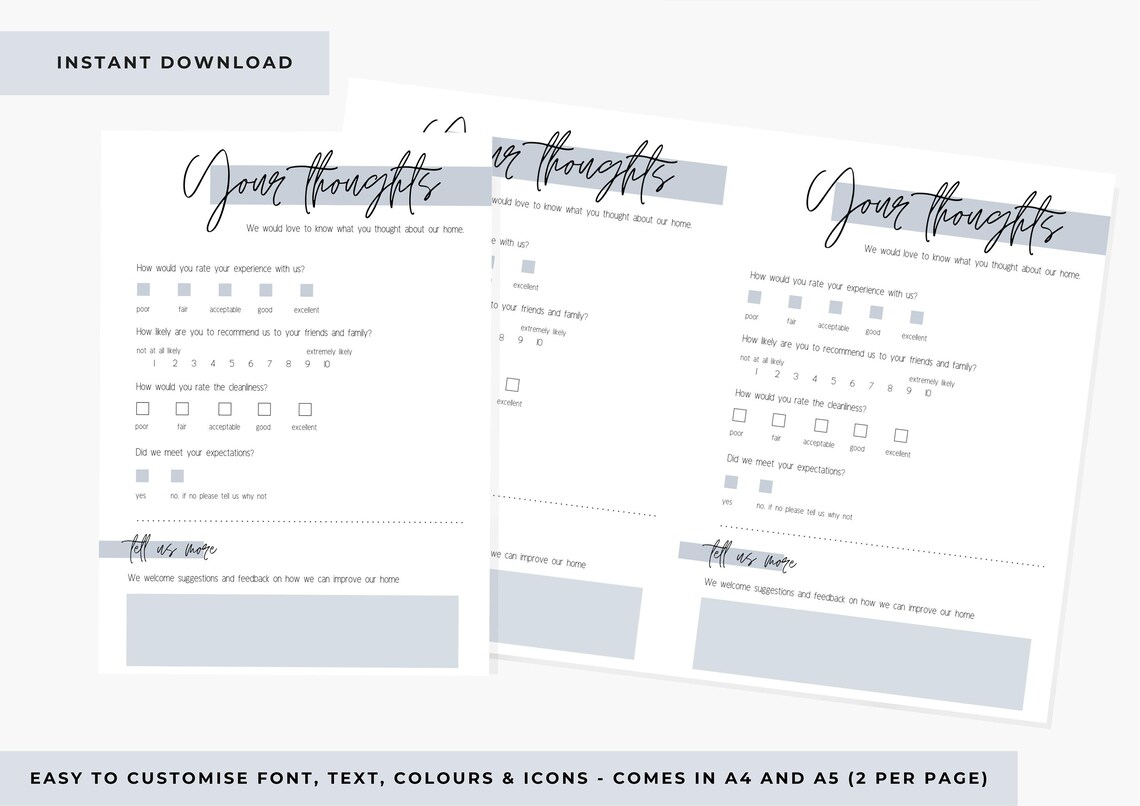 Feedback Form Guest Canva Template Airbnb Host VRBO - Etsy