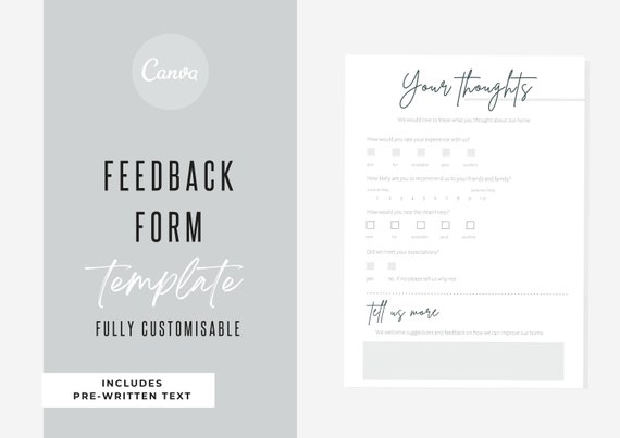 Feedback Form Guest Canva Template Airbnb Host VRBO | Etsy