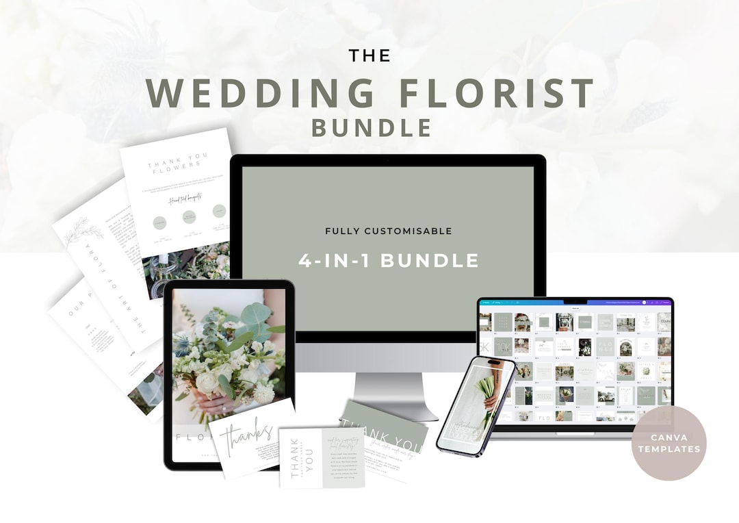 Wedding Florist Canva Bundle 4-in-1 | Pricing, Quotes, Instagram ...