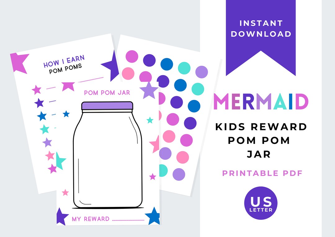 Kids Reward Pom Pom Jar Printable , Cute Reward Printable , Kids Reward ...
