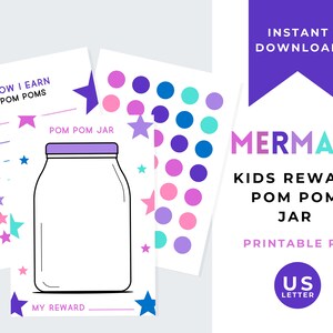 Kids Reward Pom Pom Jar Printable , Cute Reward Printable , Kids Reward ...