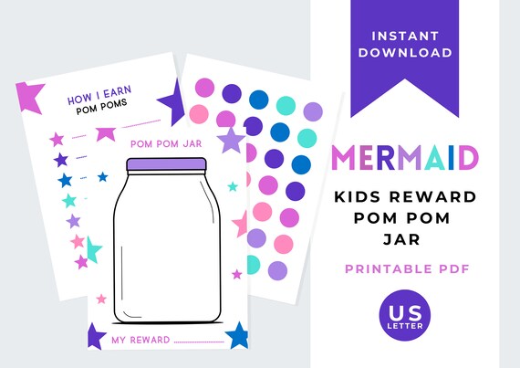 Kids Reward Pom Pom Jar Printable Cute Reward Printable - Etsy