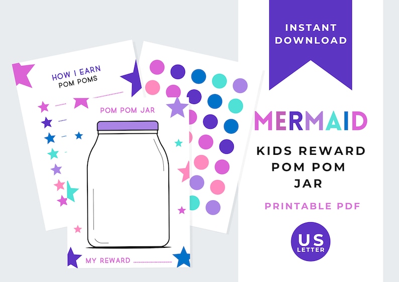 Kids Reward Pom Pom Jar Printable Cute Reward Printable - Etsy