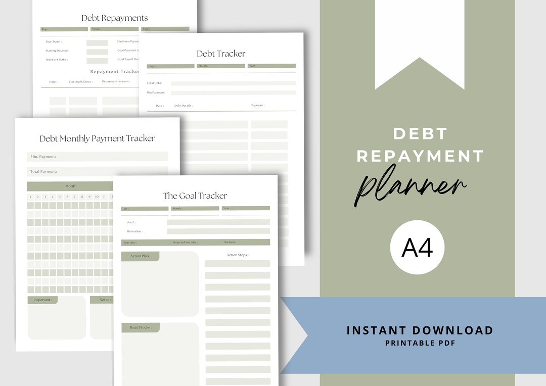 Debt Repayment Planner A4 Debt Tracker, Printable Planner, Debt ...