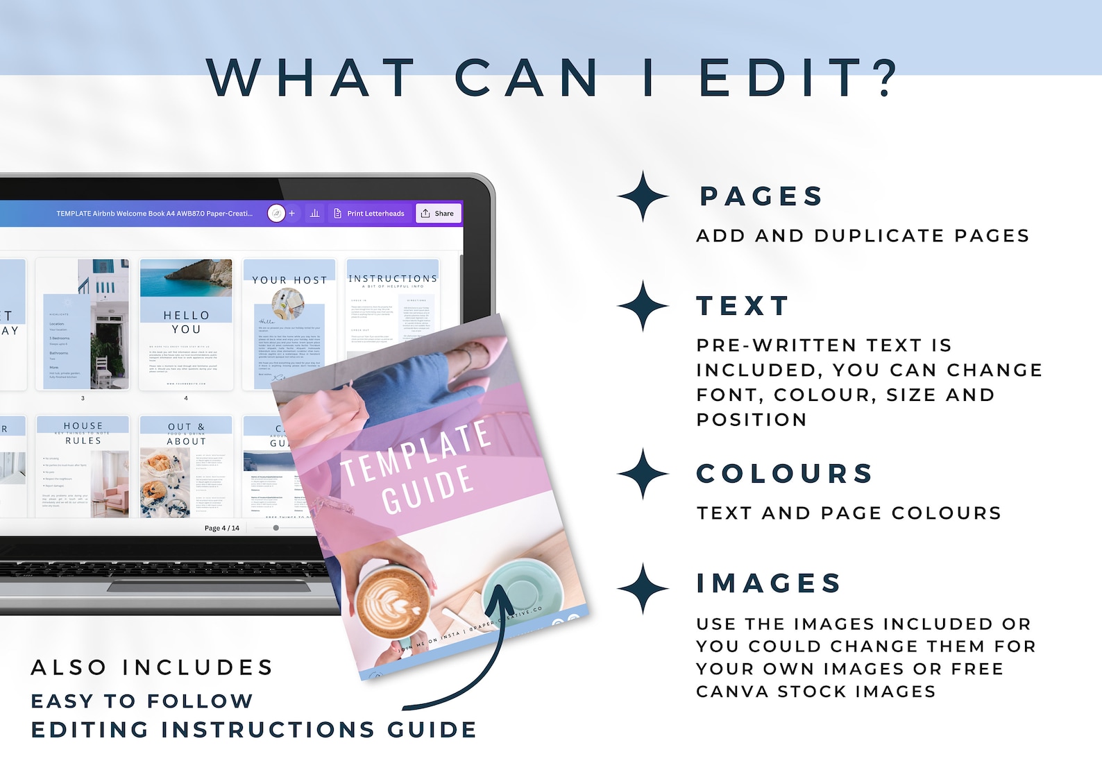 Airbnb Welcome Book Template: Editable Grecian Blue Design (digital ...