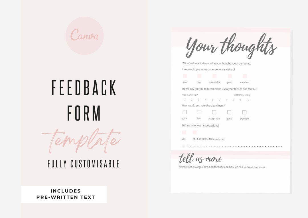 Airbnb Feedback Form Template: Casa Rose Guest Review (canva Editable ...