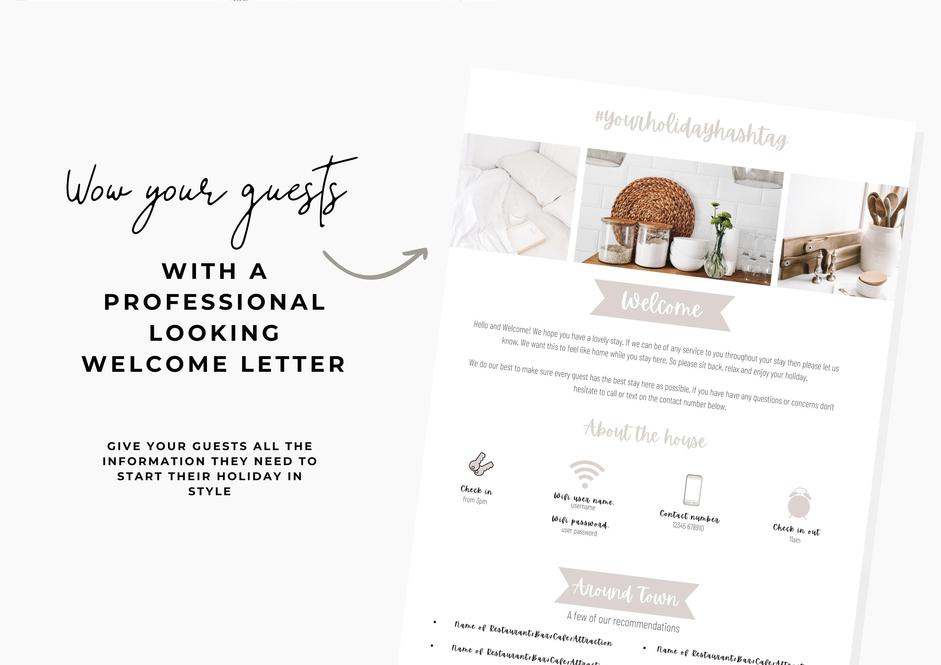 Airbnb Host Welcome Letter Template: A4 Guide (canva Editable, Digital ...