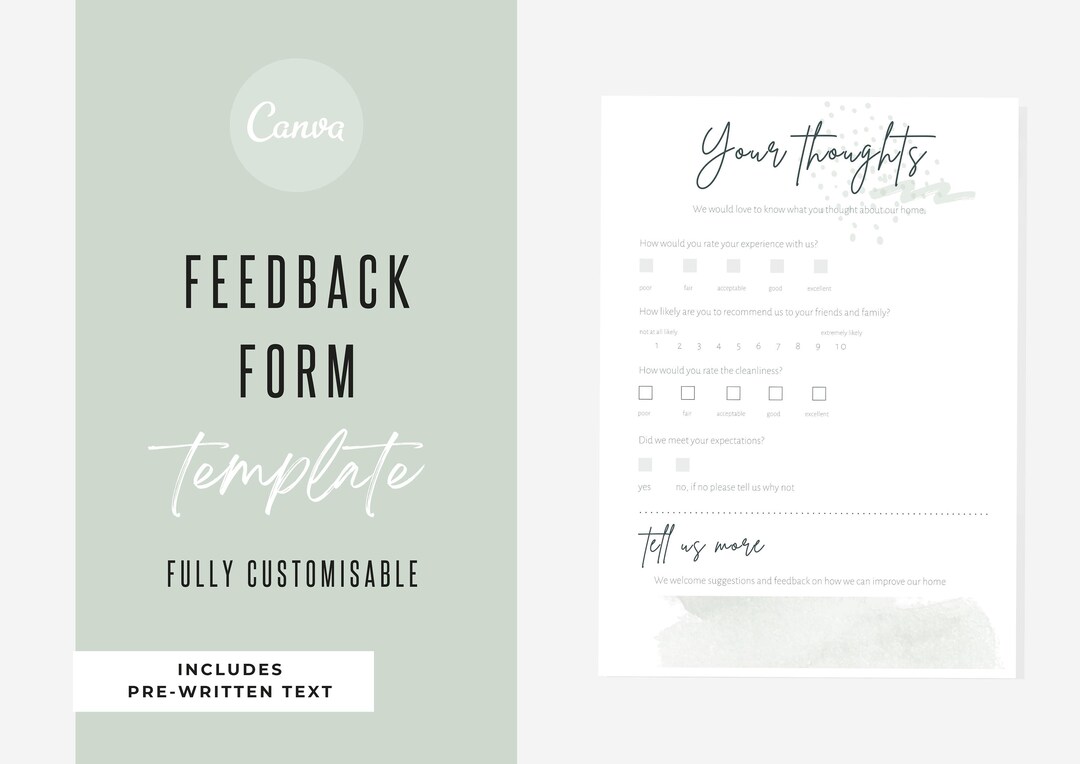 Airbnb Guest Feedback Form: Editable Canva Template (digital Download ...