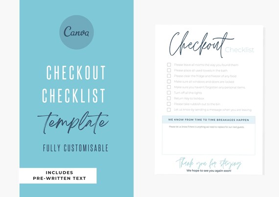 Checkout Checklists Canva Template Airbnb Host VRBO | Etsy
