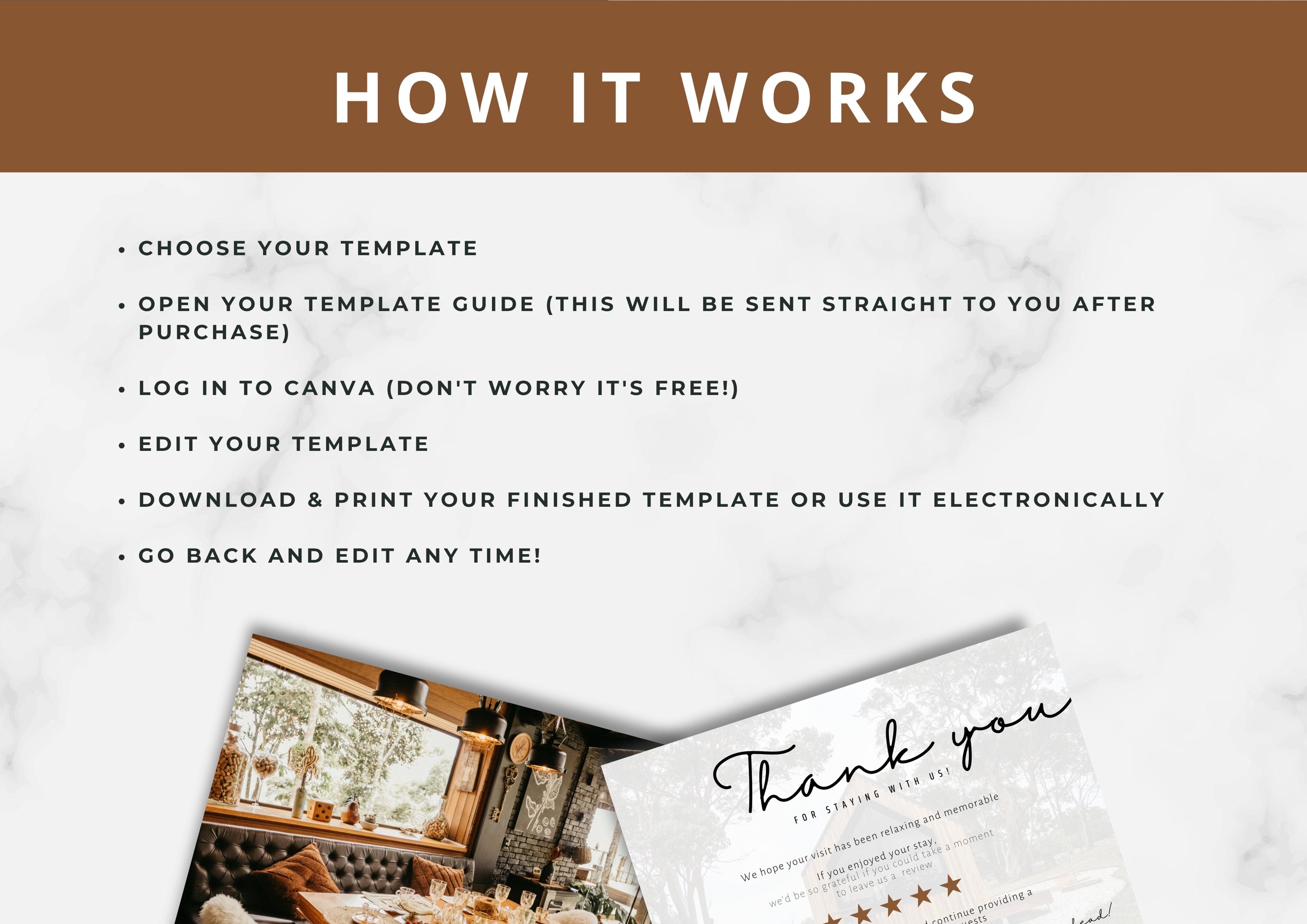 Printable & Editable Thank You + Review Request Card for Airbnb Hosts ...