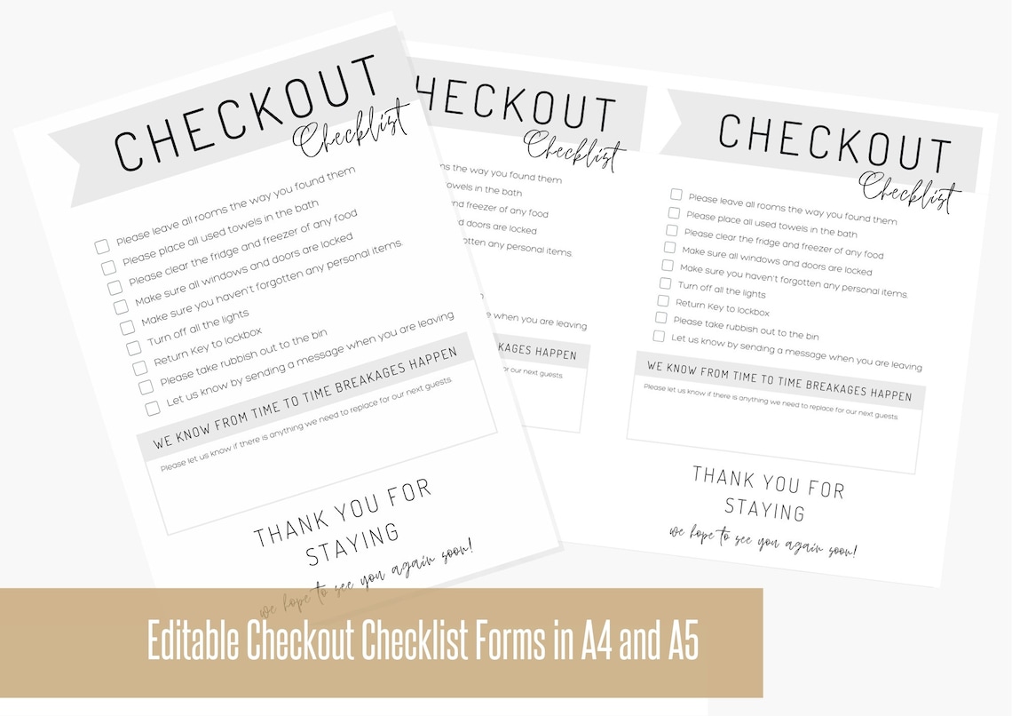 Checkout Checklists Canva Template AirBnb Host VRBO | Etsy