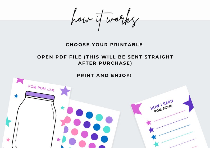 Kids Reward Pom Pom Jar Printable Cute Reward Printable - Etsy