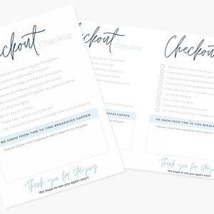Checkout Checklists | Canva Template | Airbnb | Host | VRBO ...