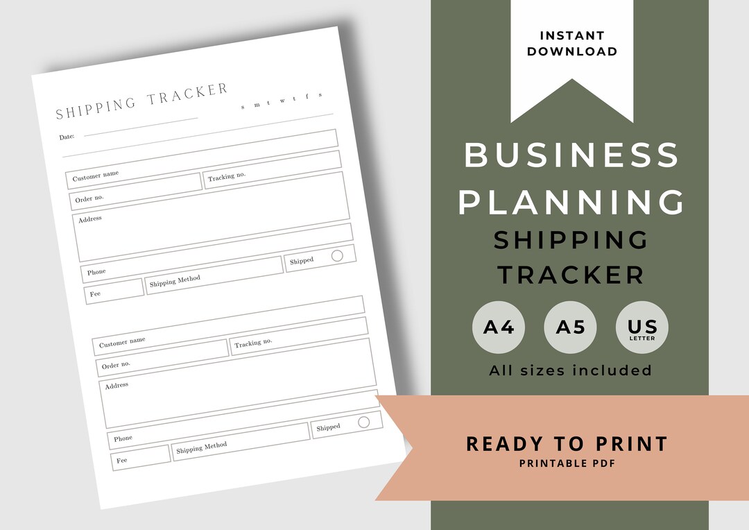 Shipping Tracker Printable: Business Planning Sheet (PDF) - Etsy