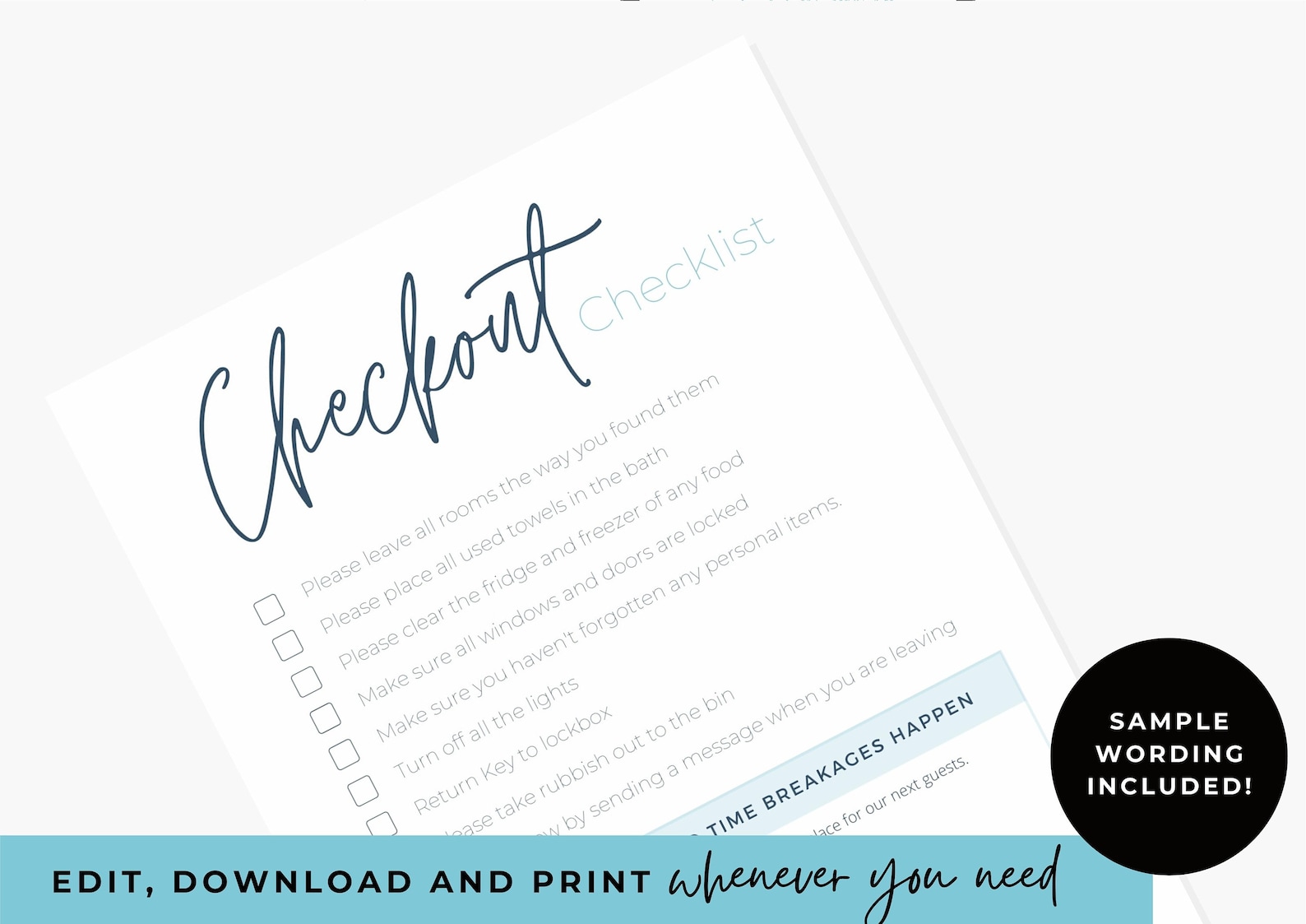 Checkout Checklists Canva Template Airbnb Host VRBO | Etsy