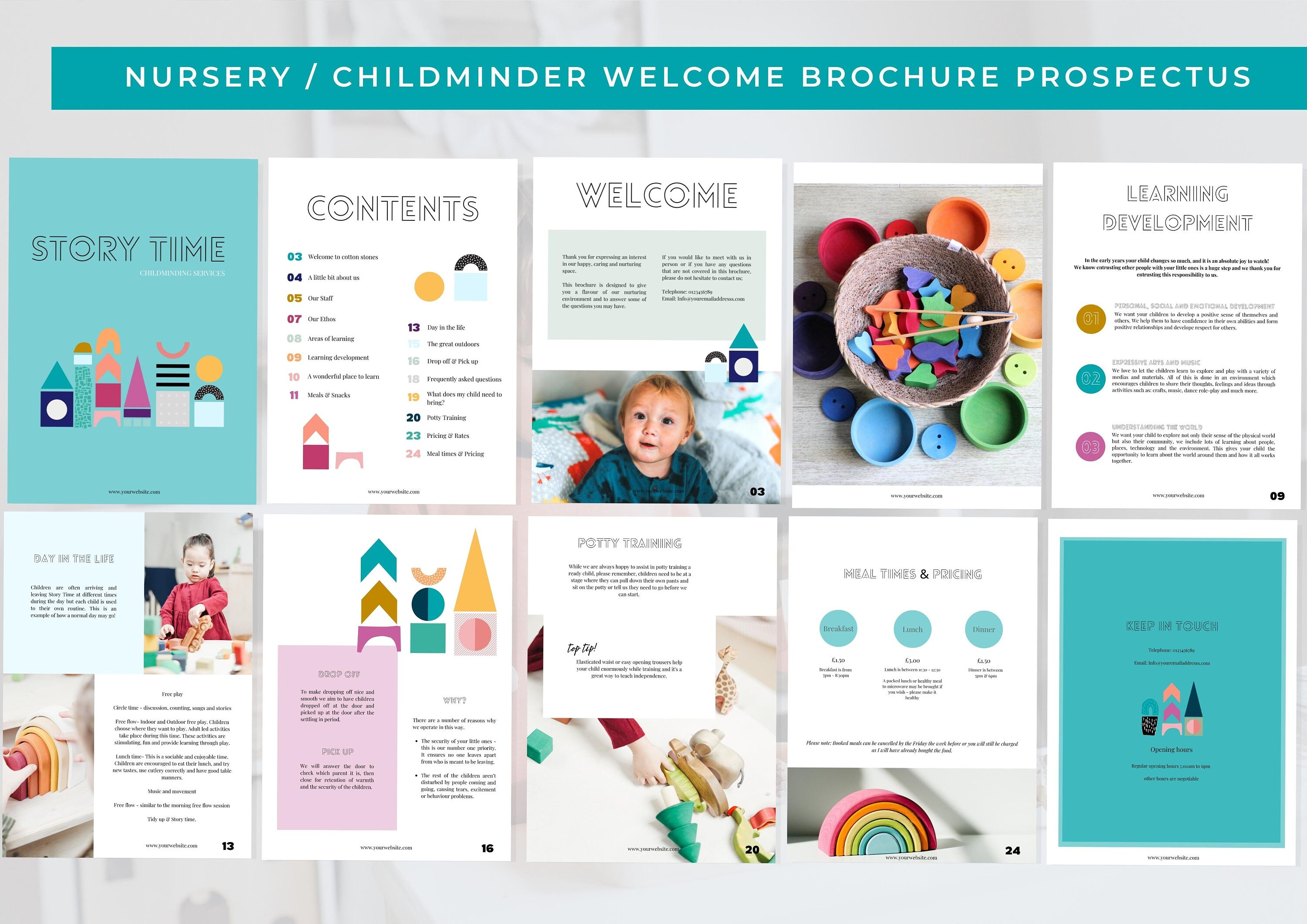Nursery Prospectus Template | Daycare / Childminder Welcome Brochure ...